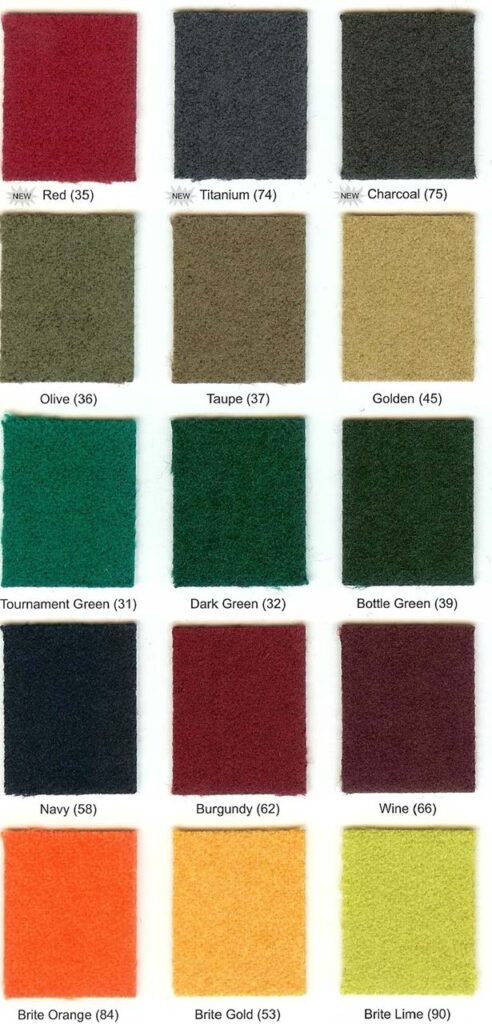 Pool Table Cloth Colors