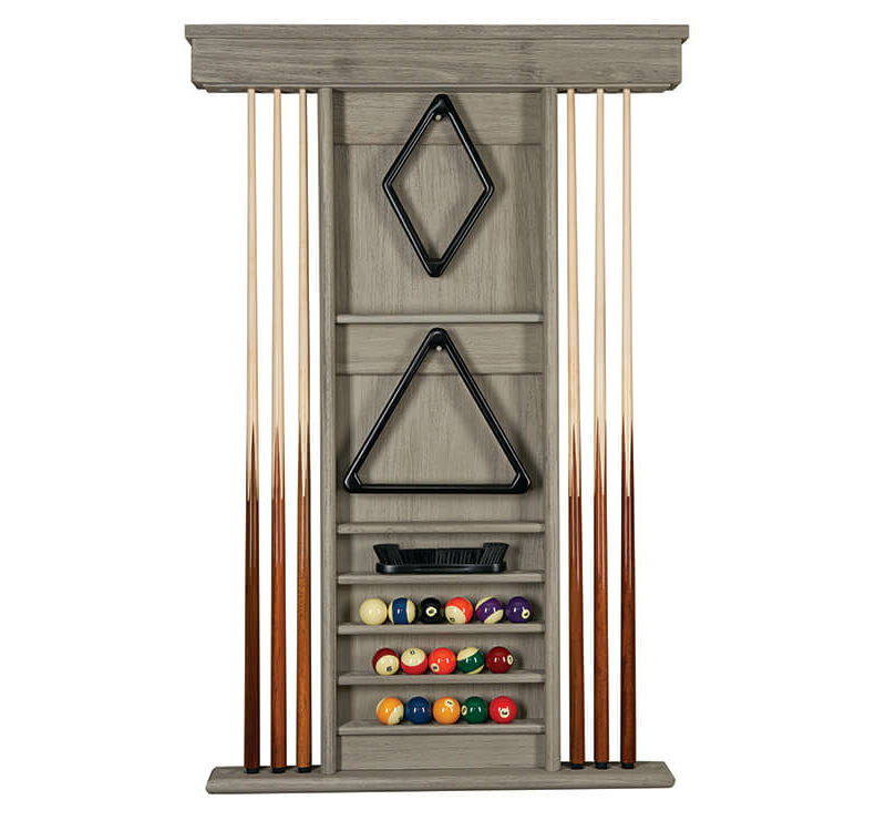 Wall Mount Pool Cue Rack | Rustic Barn Door Gray